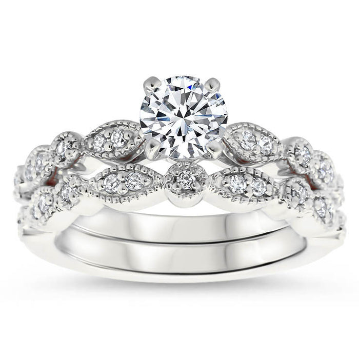 Vintage Inspired Engagement Ring and Wedding Band - Sweet Bliss Weddin