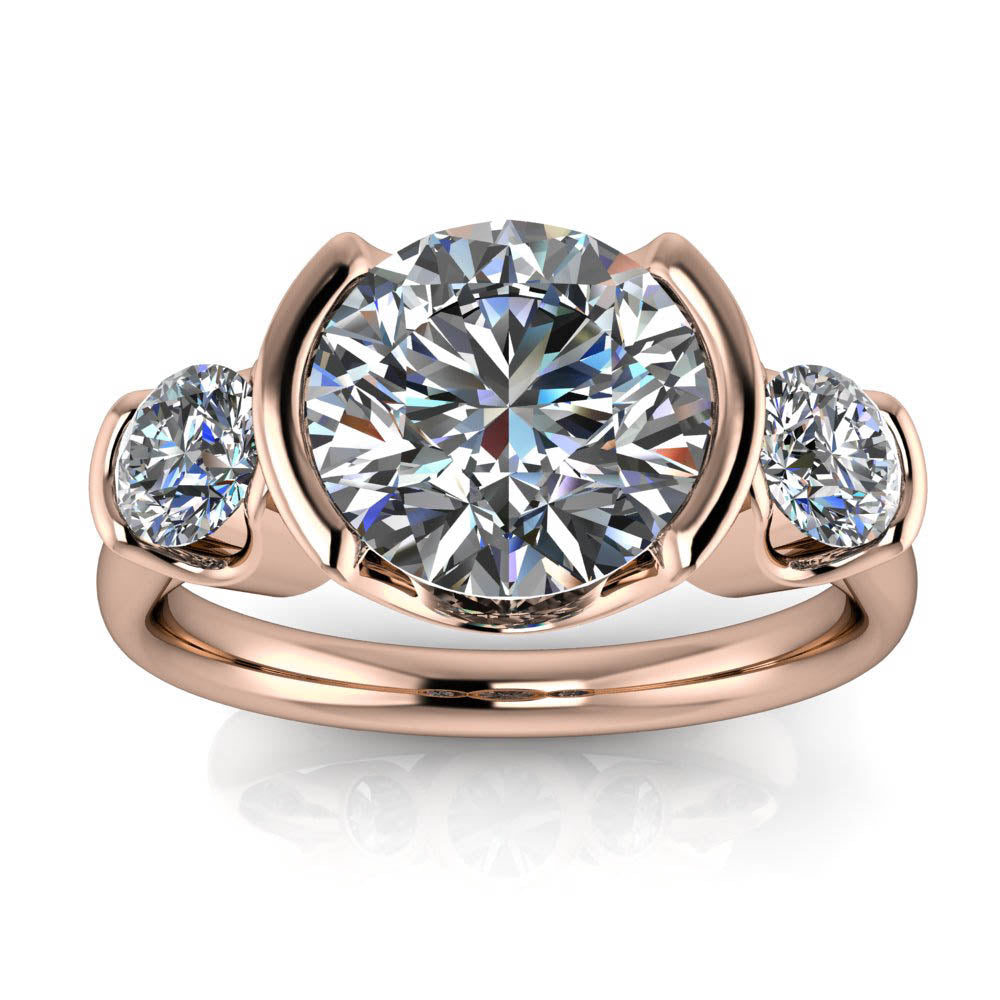 Three Stone Bezel Set Engagement Ring - Riley