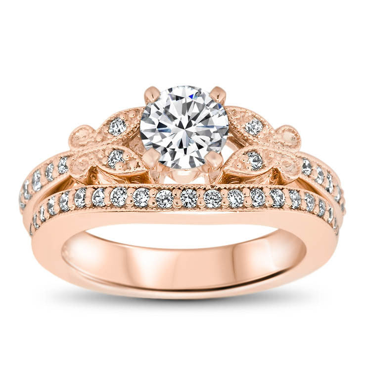 Diamond Butterfly Style Engagement Ring and Matching Band - Butterfly ...
