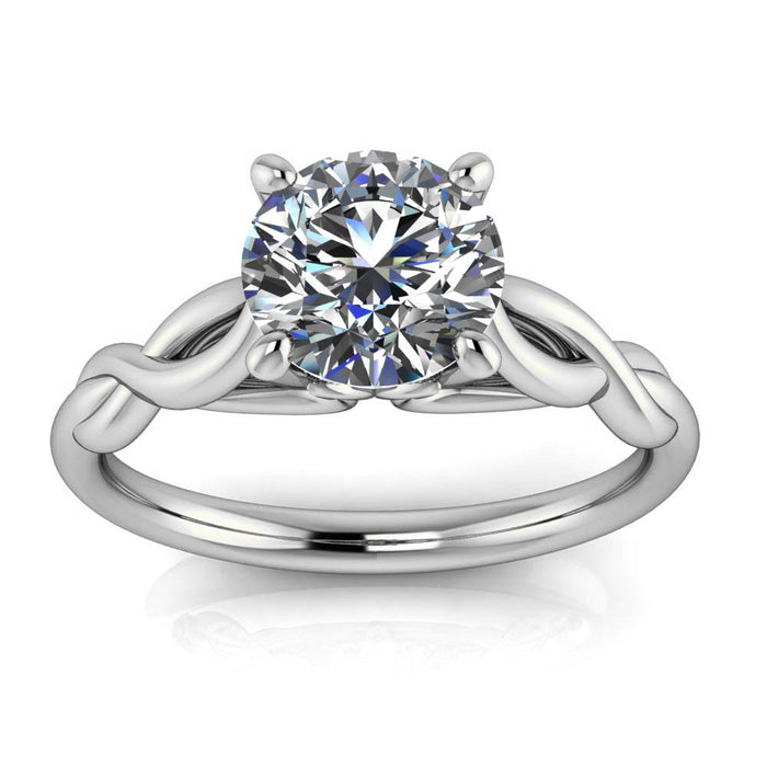 Twisted Band Nature-Inspired Classic Solitaire Engagement Ring with Ro