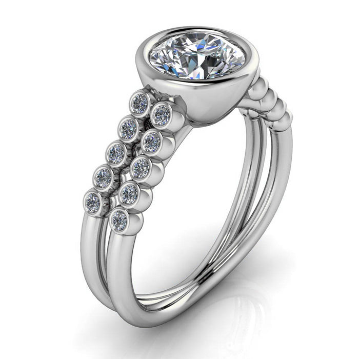 Double Row Bezel Set Engagement Ring - Eliza