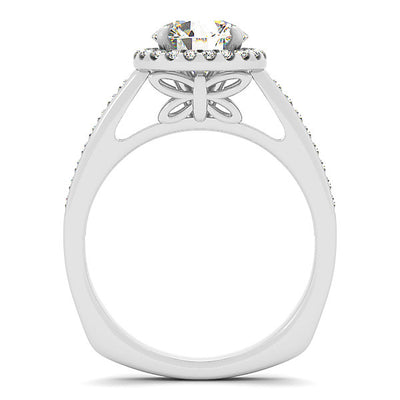 Butterfly Accented Diamond Halo Engagement Ring - Farfalla