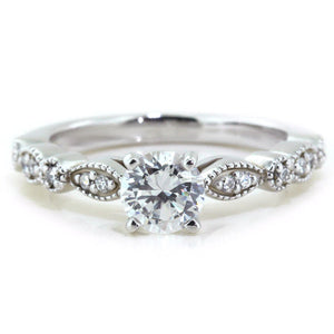 Modish Moissanite Engagement Ring Diamond Accent Stones.