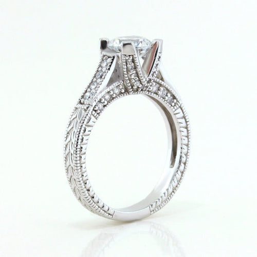 Engraved Engagement Ring - Royal Crown