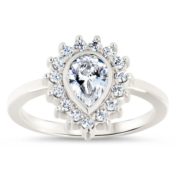 Diamond Halo Engagement Ring Pear Shape - Hannah