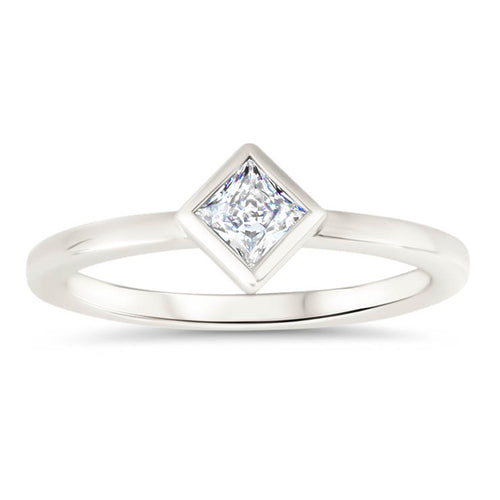 Kite Set Square Engagement Ring Bezel Set Ring - Kate