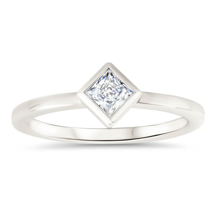 Kite Set Square Engagement Ring Bezel Set Ring - Kate