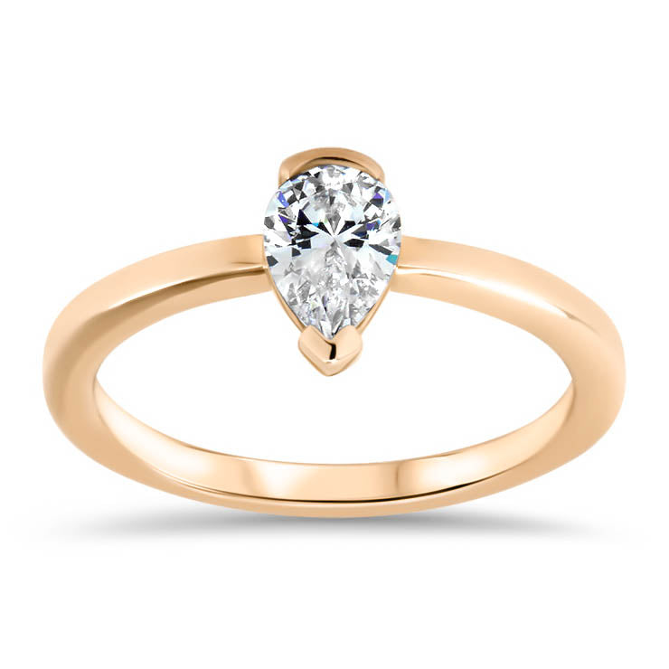 Half Bezel Engagement Ring Pear Shaped Solitaire Engagement Ring - Gab