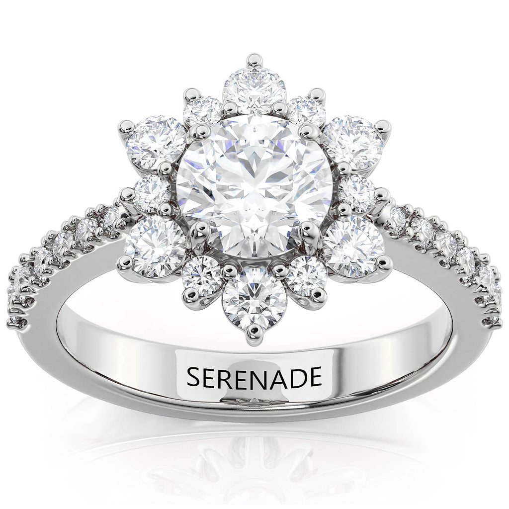Snowflake Inspired Diamond Halo Engagement Ring - Snowflake ...