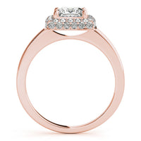Princess Cut Bezel Set Diamond Halo Engagement Ring - Belle