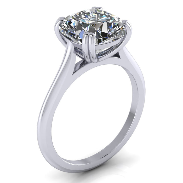 Classic Cathedral Solitaire Engagement Ring with Cushion-Cut Large Cen
